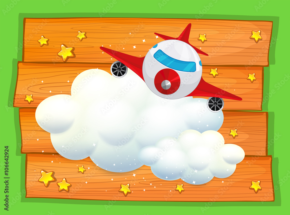 Frame design with airplane and clouds Stock Vector | Adobe Stock