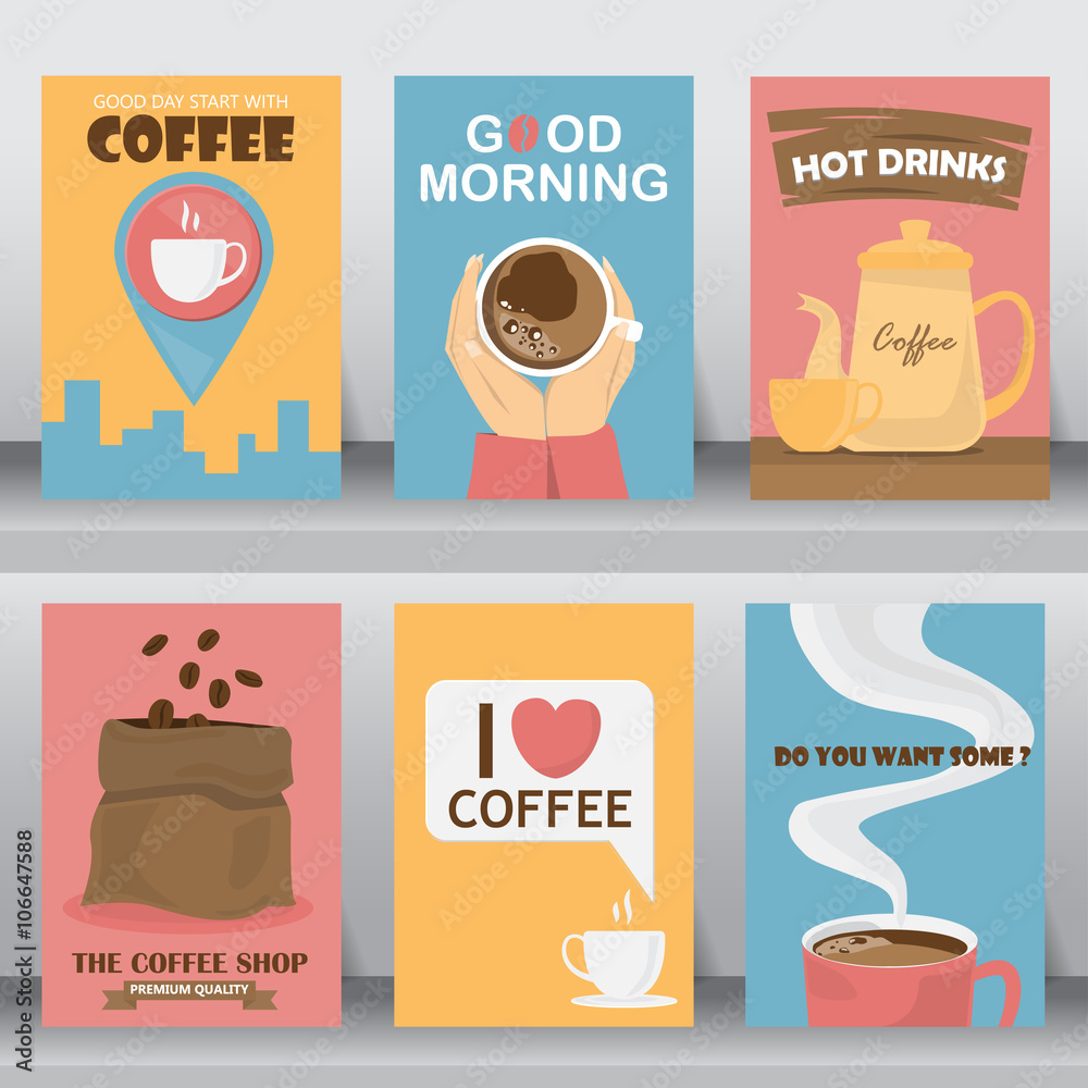 Retro design of Coffee Posters Set. can be use for background, backdrop ...