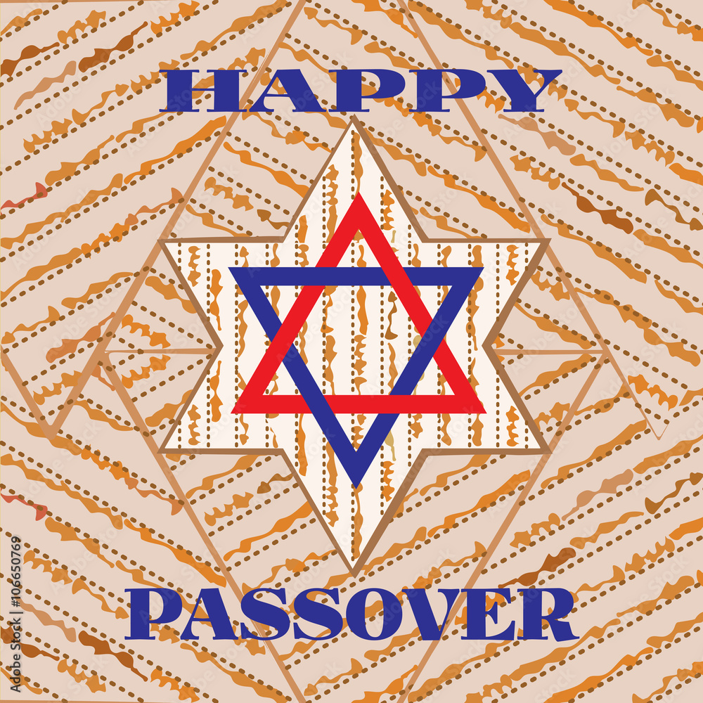 Happy Passover poster, card. Matzah bread, wine for Passover, Pesach ...
