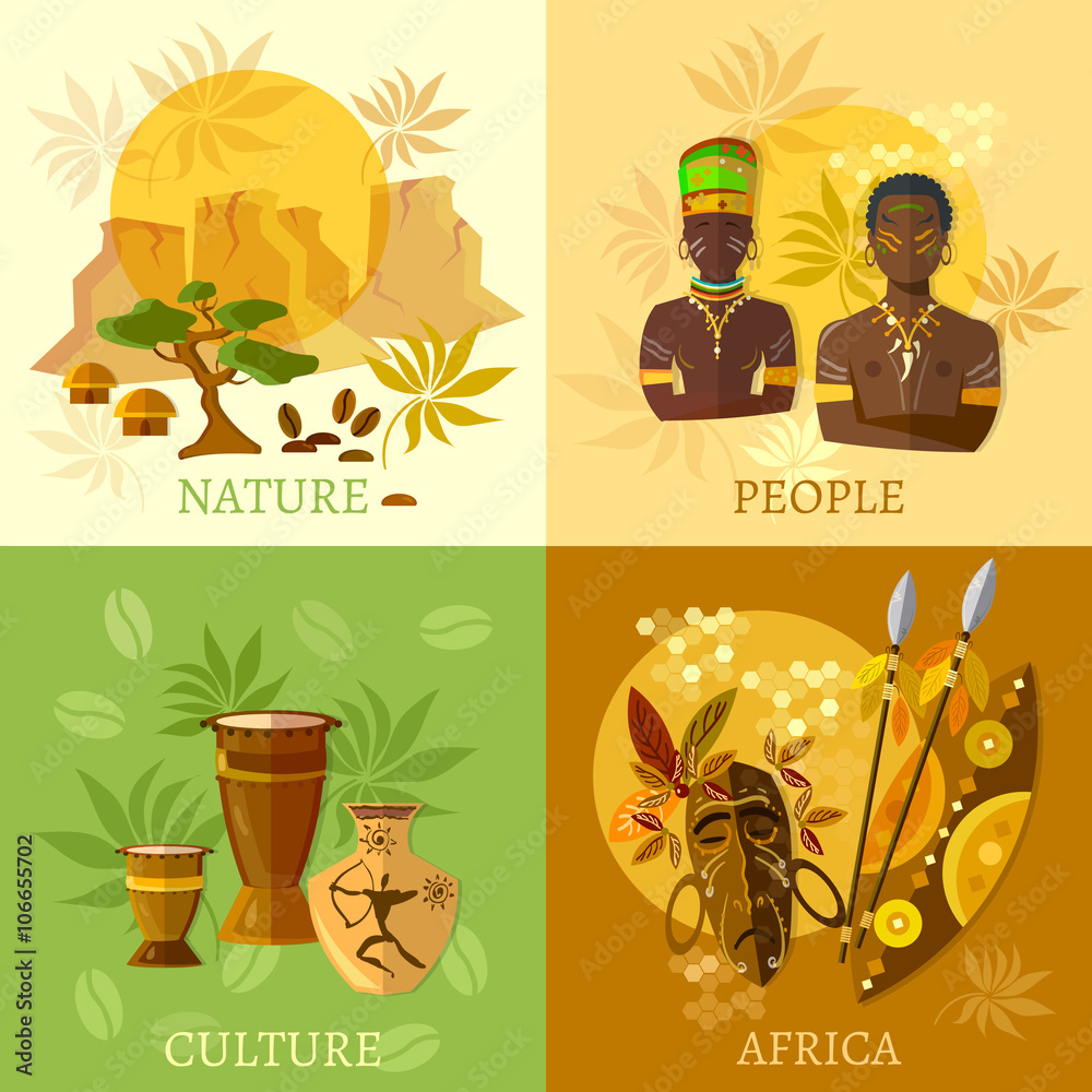 African set Africa culture and traditions african tribes Stock Vector ...