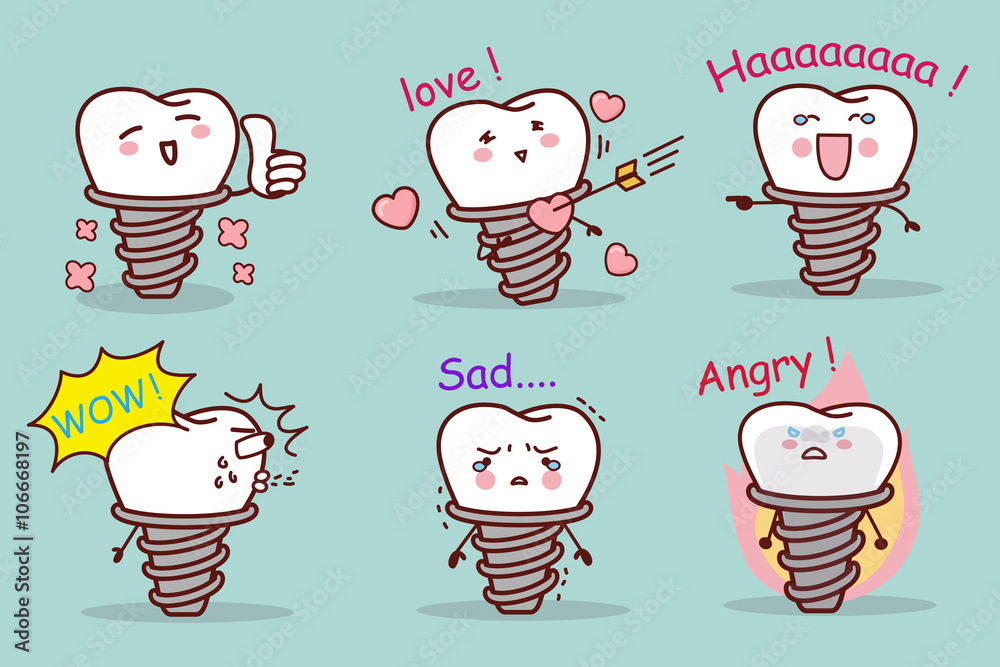 cartoon tooth implant emotion set Stock Vector | Adobe Stock