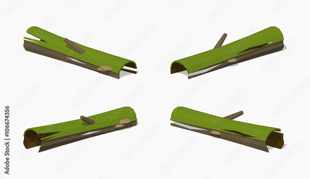 Rotten log. 3D lowpoly isometric vector illustration. The set of ...