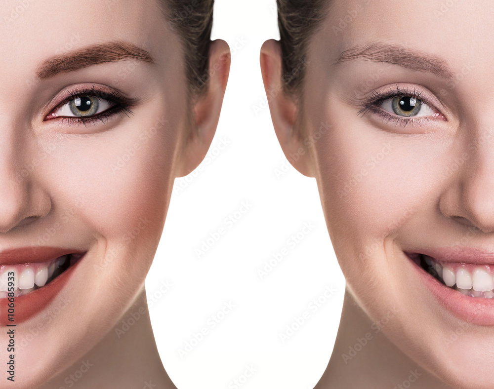 Comparative portrait of female face Stock Photo | Adobe Stock