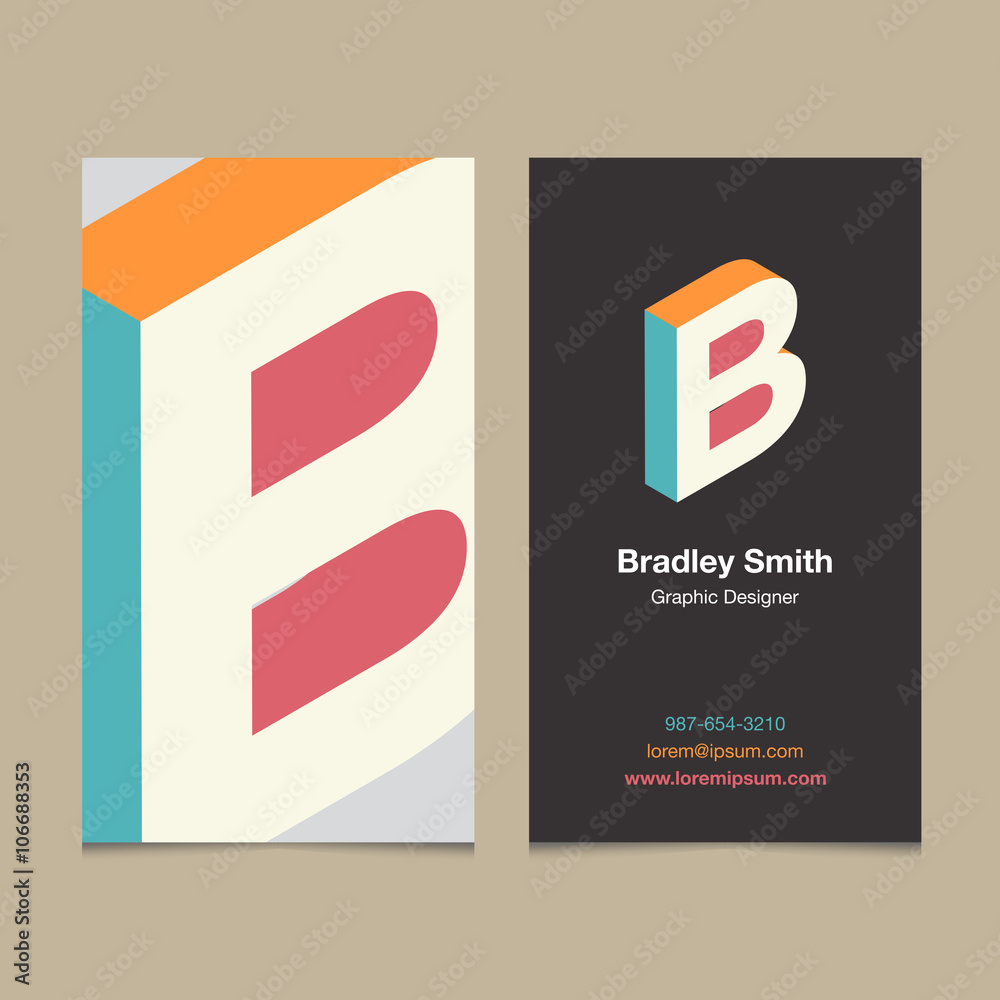 Logo alphabet letter "B", with business card template. Vector graphic ...
