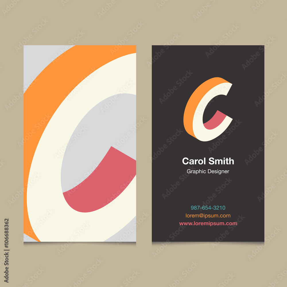 Logo alphabet letter "C", with business card template. Vector graphic ...