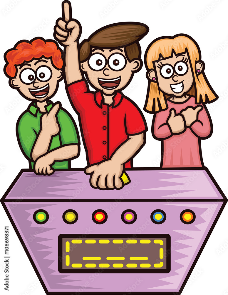 Game Shows Contestants Cartoon Illustration Isolated on White Stock ...