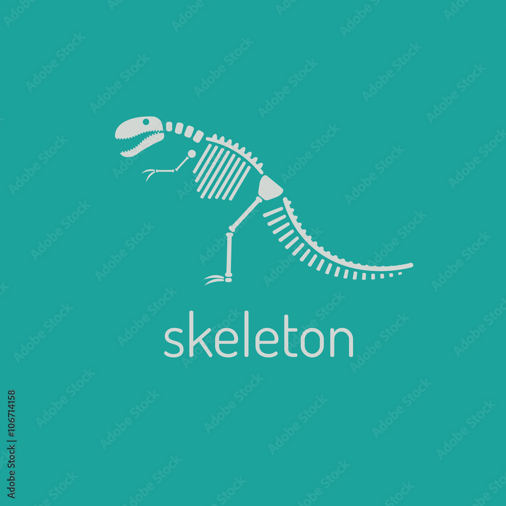 Dinosaur skeleton. Megalosaurus. Vector Image isolated on green ...