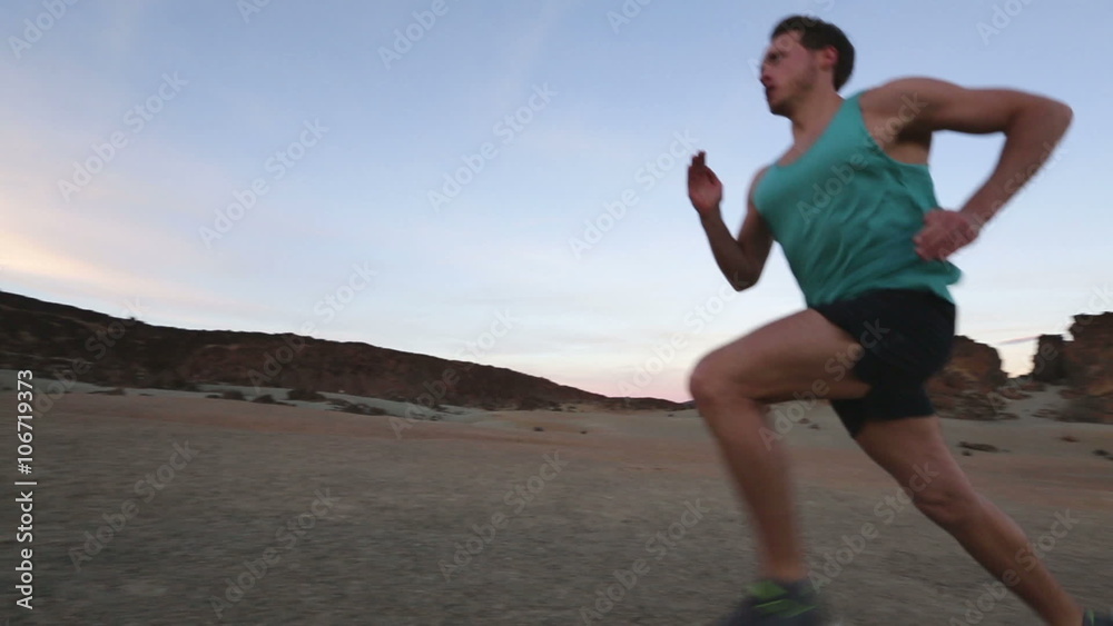 Stockvideon Running runner man sprinting fast. Male runner sprinter at ...