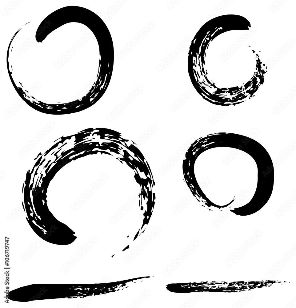 Zen brush collection with brush line for use vector illustration Stock ...