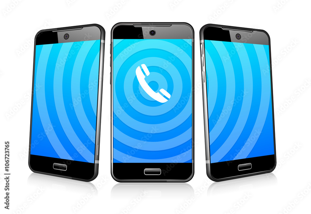 Phoning Ringing Icon Phone Cell Smart Mobile 3D and 2D Stock Vector ...