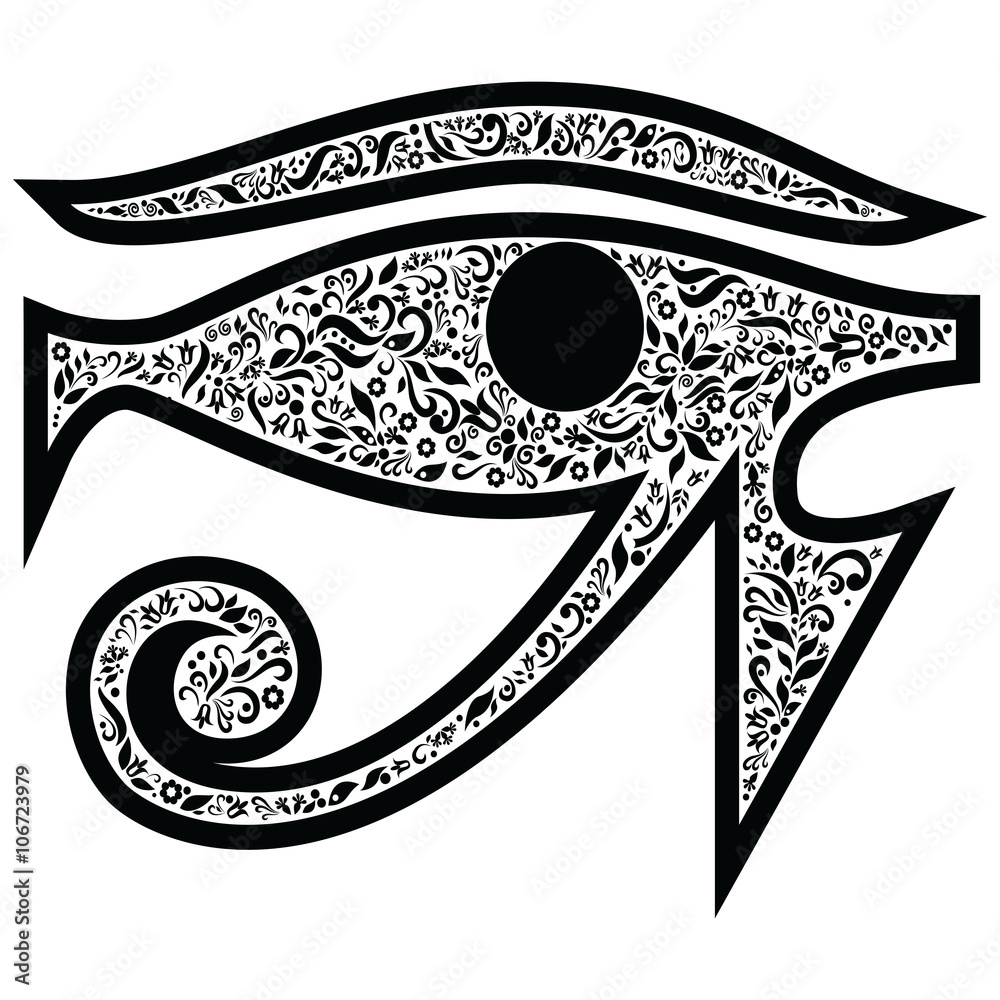 Evil Eye with floral elements in black and white tattoo style , Middle ...