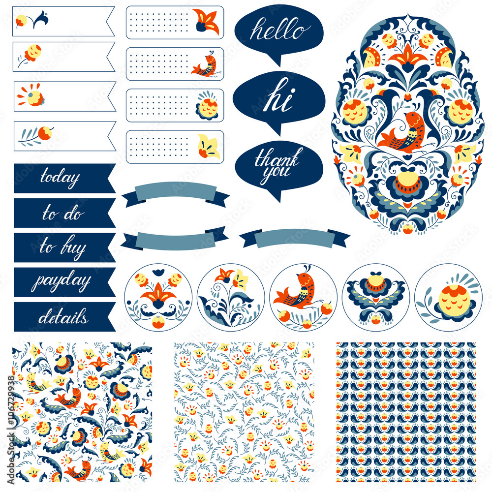 Stickers for organized planner. Cute spot graphics and doodle flower ...