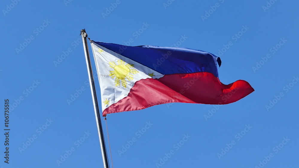 Philippine flag waving on clear blue sky Stock Video | Adobe Stock