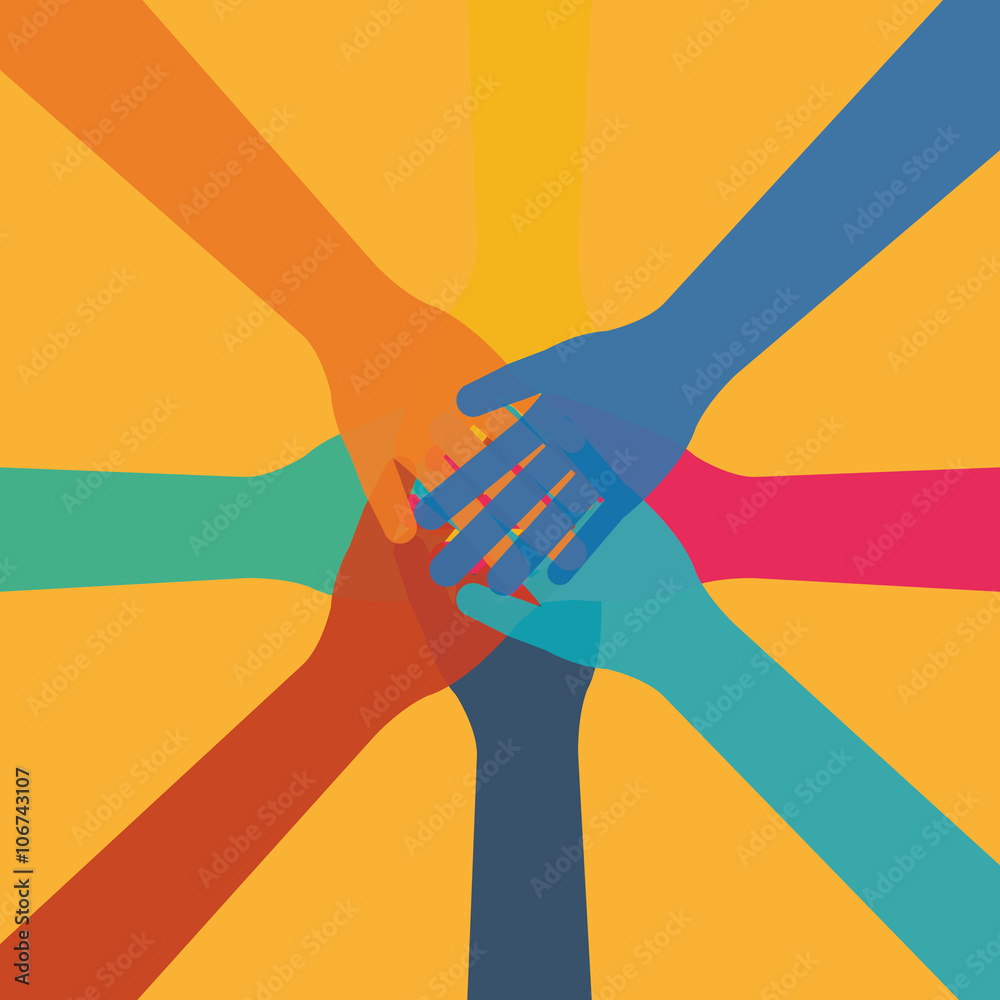 Teamwork with human hand design Stock Vector | Adobe Stock
