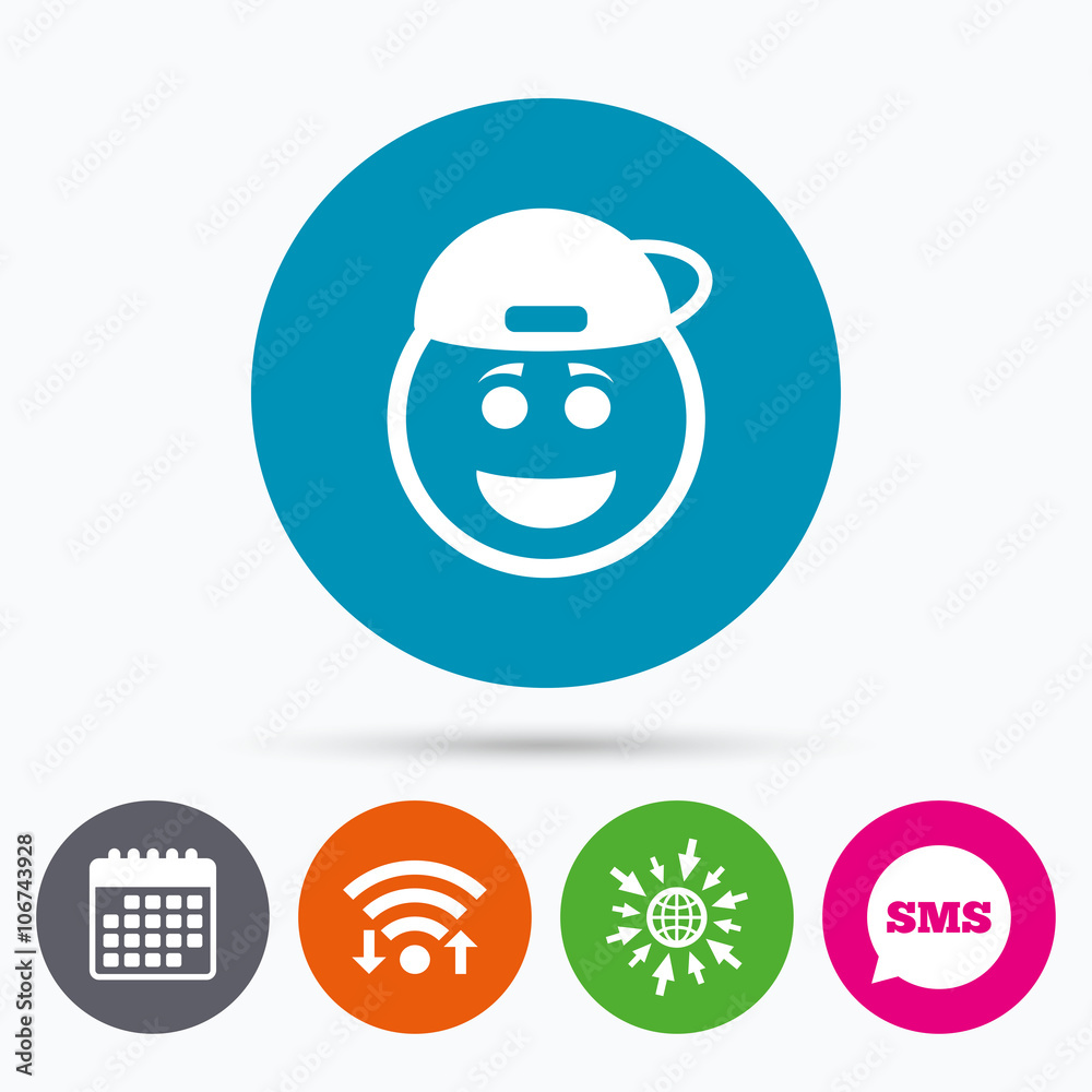 Smile rapper face icon. Smiley symbol. Stock Vector | Adobe Stock