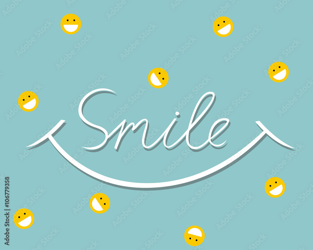 Smile design, font design, vector illustration, graphic, background ...