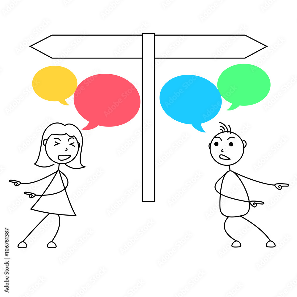 Cartoon stick figures conflict between man and woman Stock Vector ...
