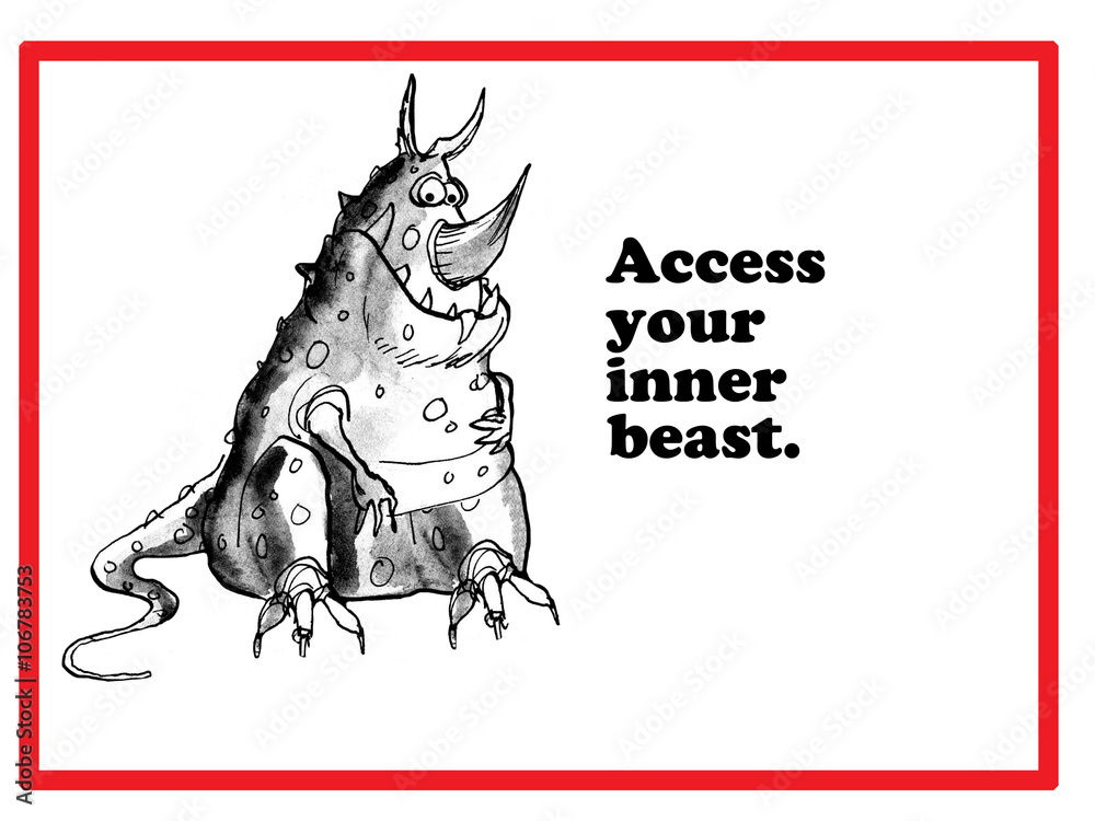 Cartoon illustration to 'access your inner beast'. Stock Illustration ...
