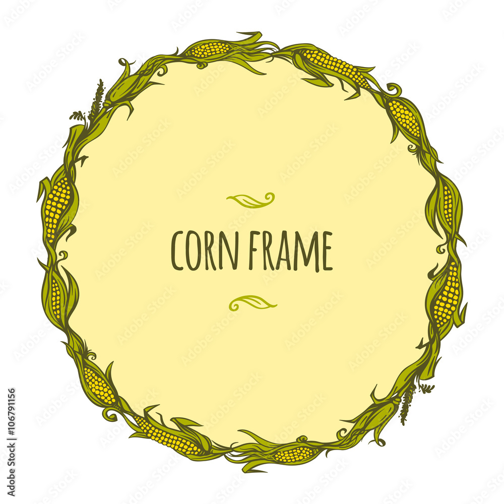 Hand drawn corn frame, vector illustration Stock Vector | Adobe Stock