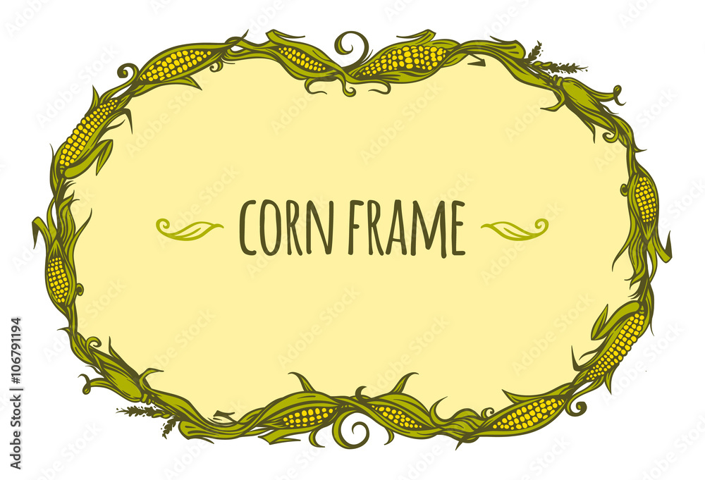 Hand drawn corn frame, vector illustration Stock Vector | Adobe Stock