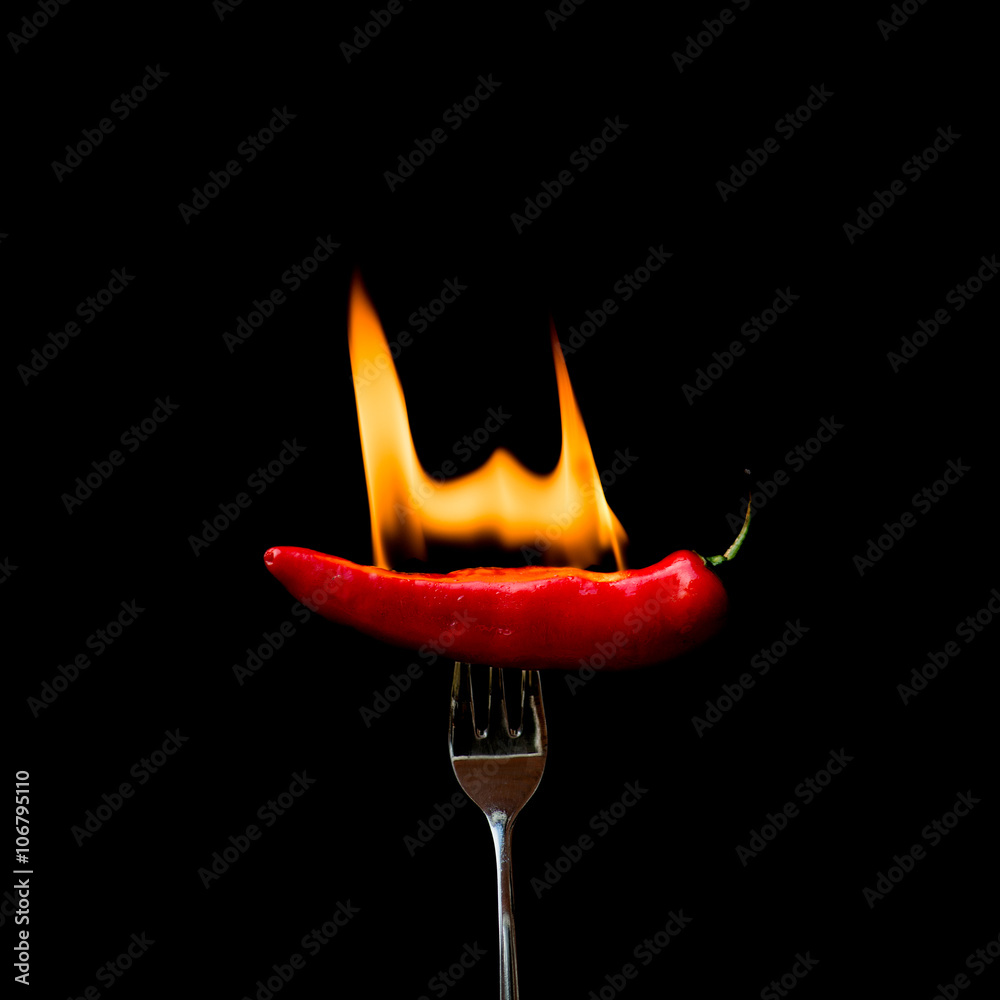 Red Hot Chili Pepper on Fire Stock Photo | Adobe Stock