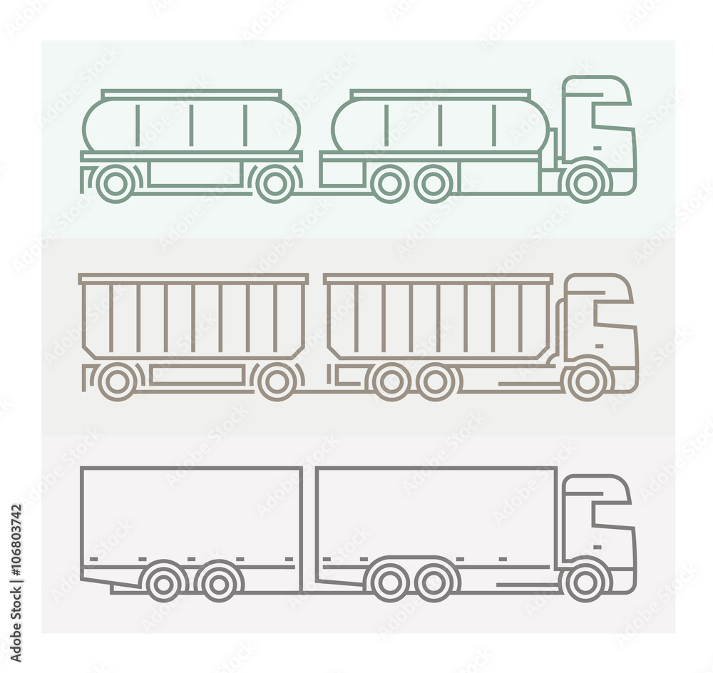Vehicle Pictograms: European Trucks - Tandems Set 4 Stock Vector ...
