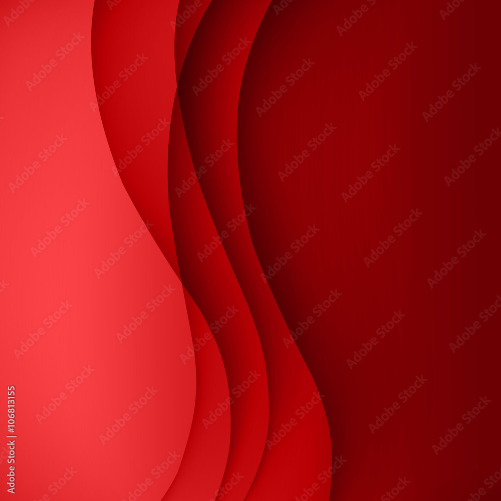 Red vector Template Abstract background with curves lines and shadow ...