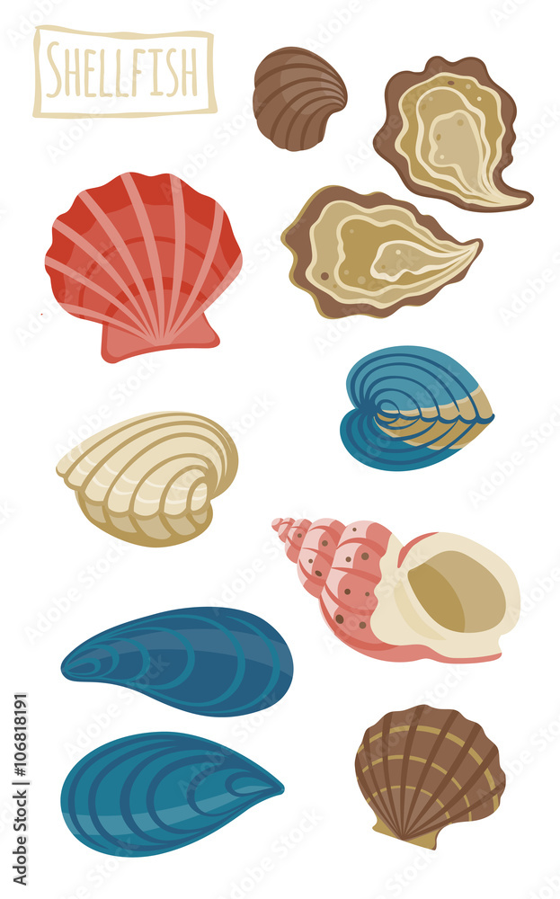Shellfish, vector cartoon illustration Stock Vector | Adobe Stock