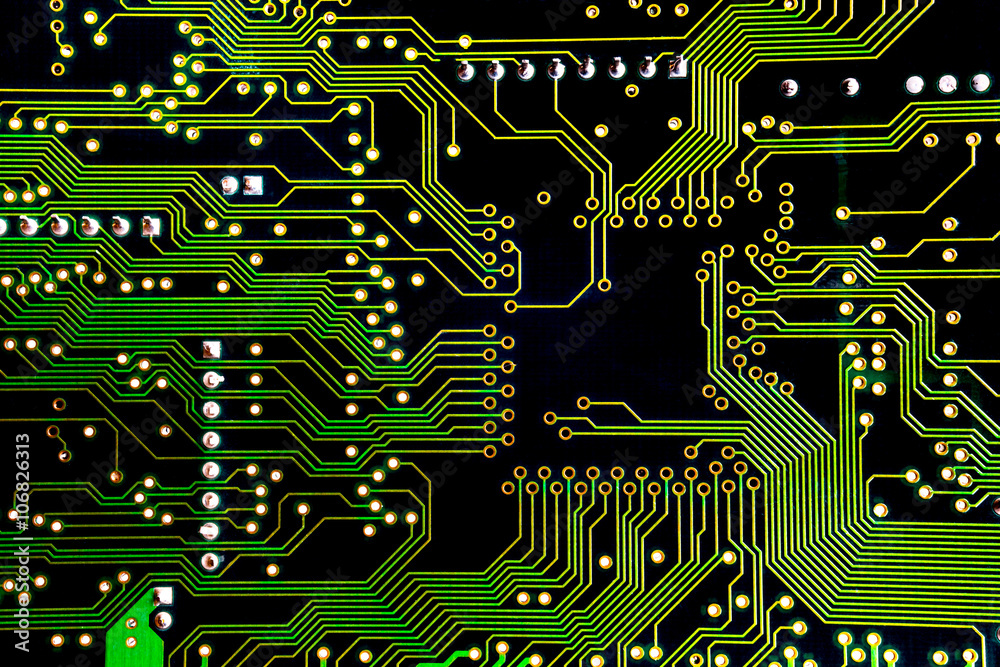 Green PCB close-up shot Stock Photo | Adobe Stock