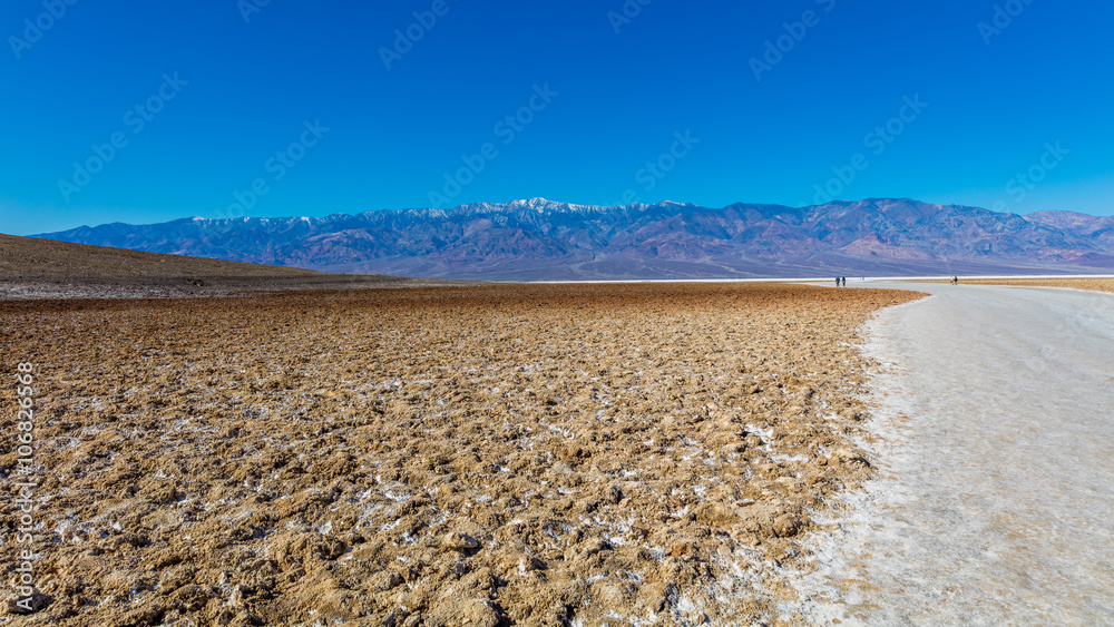 Scenic view of salt planes. The bottom of the dried-up salt sea. Salt ...