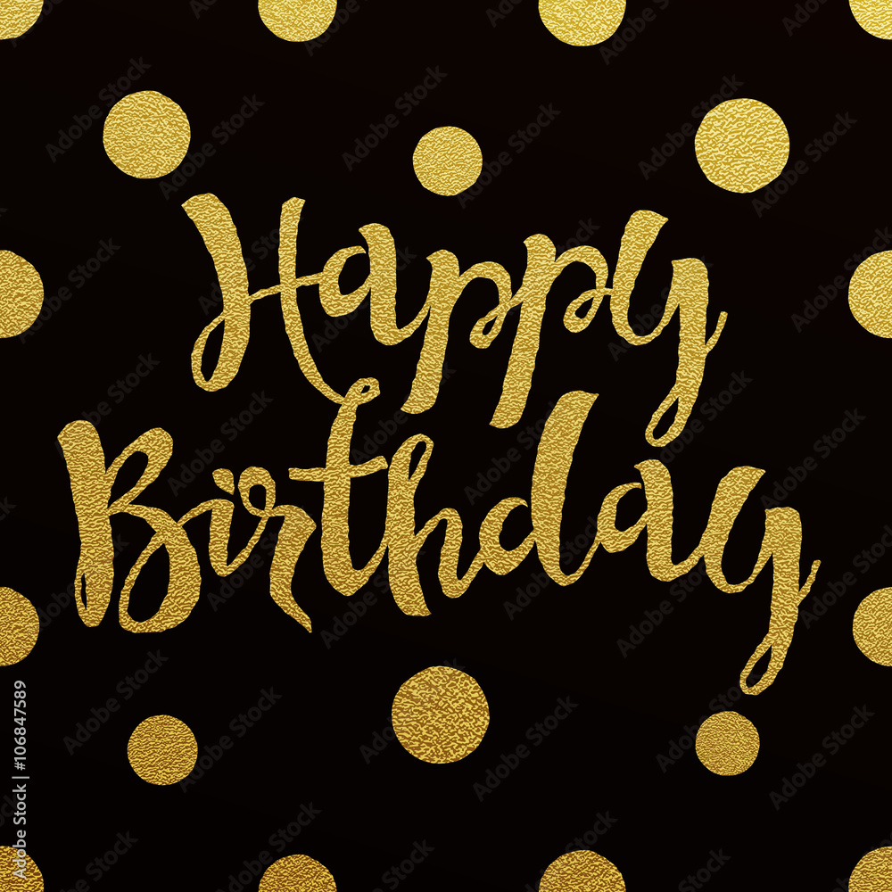 Happy Birthday gold glitter lettering design Stock Vector | Adobe Stock