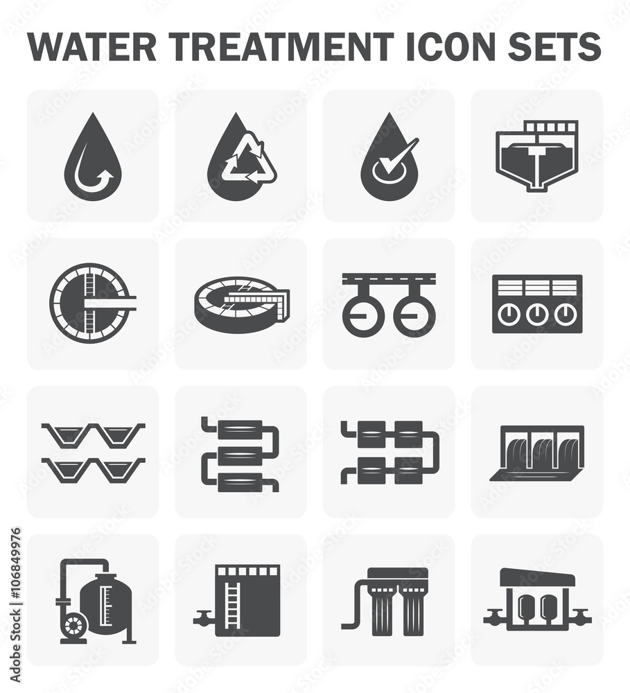 Water treatment icon and process, That removes contaminants and ...