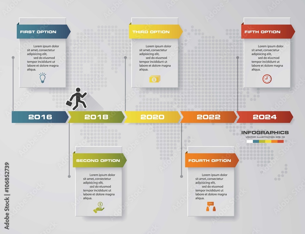 Vector illustration infographic timeline of 5 options. EPS10. Stock ...