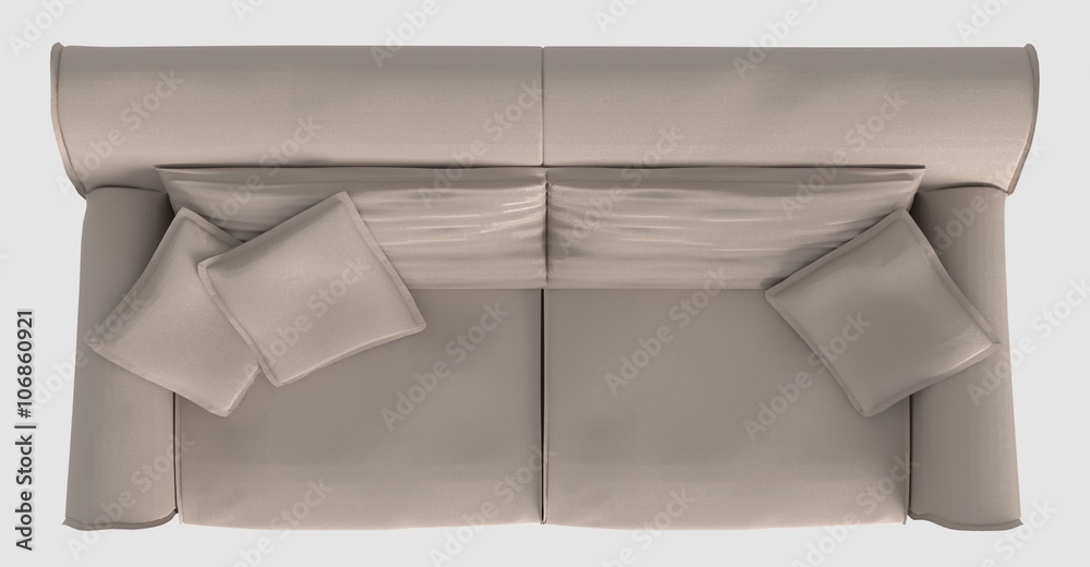 Rendering Sofa Top View Isolated On White Stock Illustration | Adobe Stock