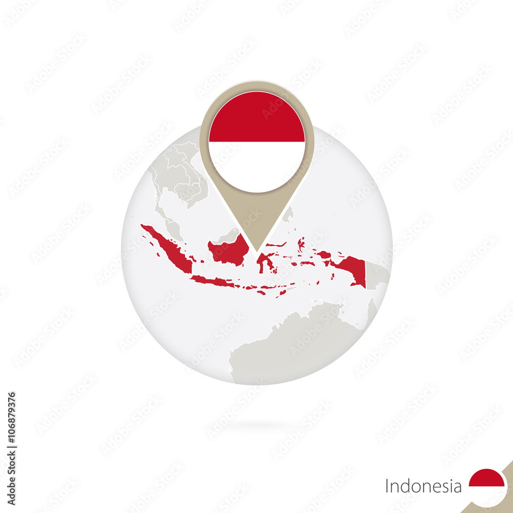 Indonesia map and flag in circle. Map of Indonesia. Stock Vector ...
