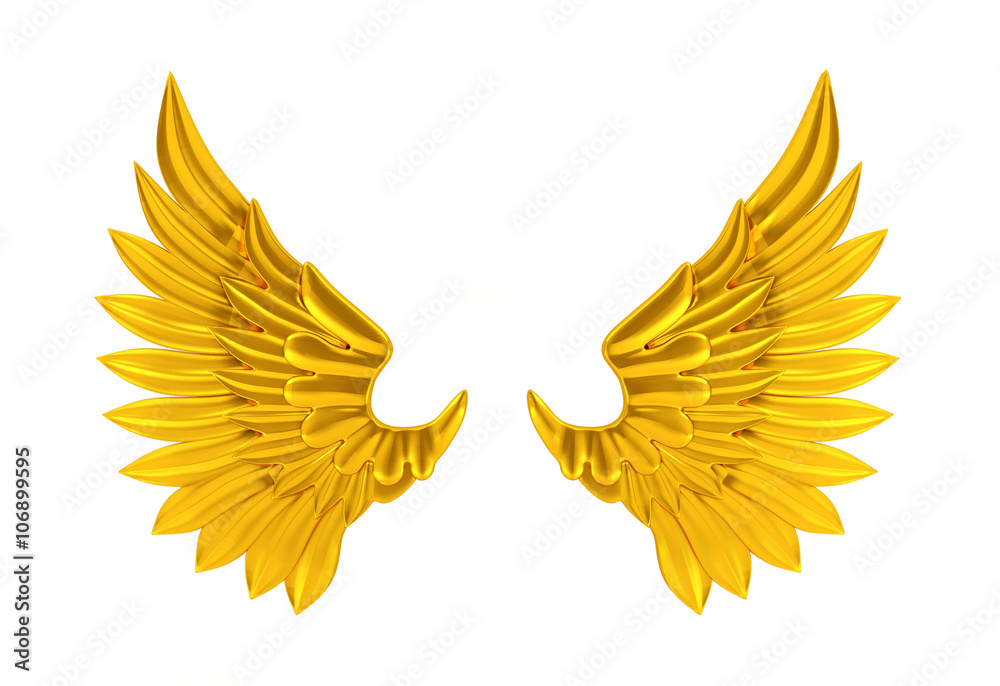 Gold wing isolated on white background Stock Illustration | Adobe Stock