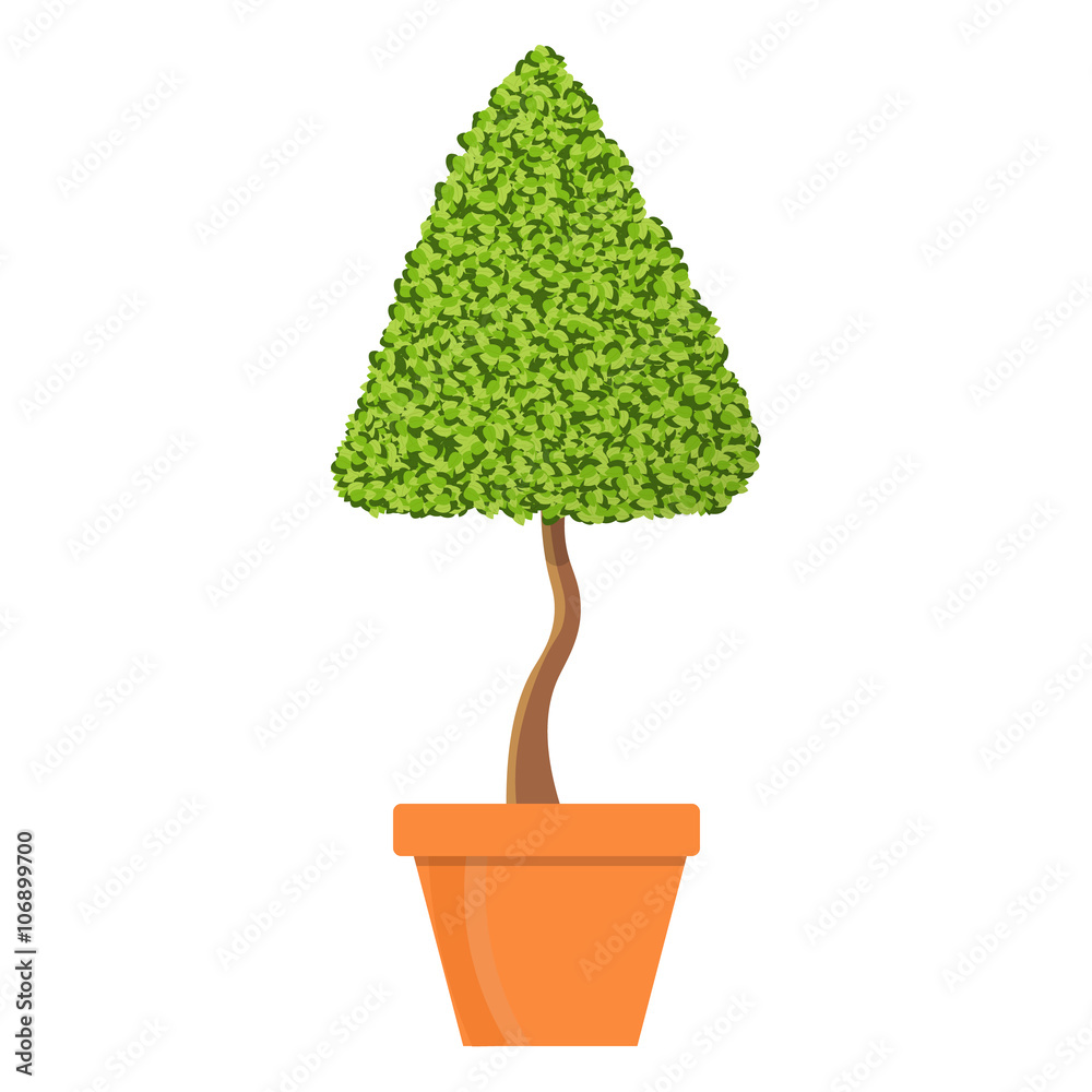 Tree in pot vector illustration Stock Vector | Adobe Stock
