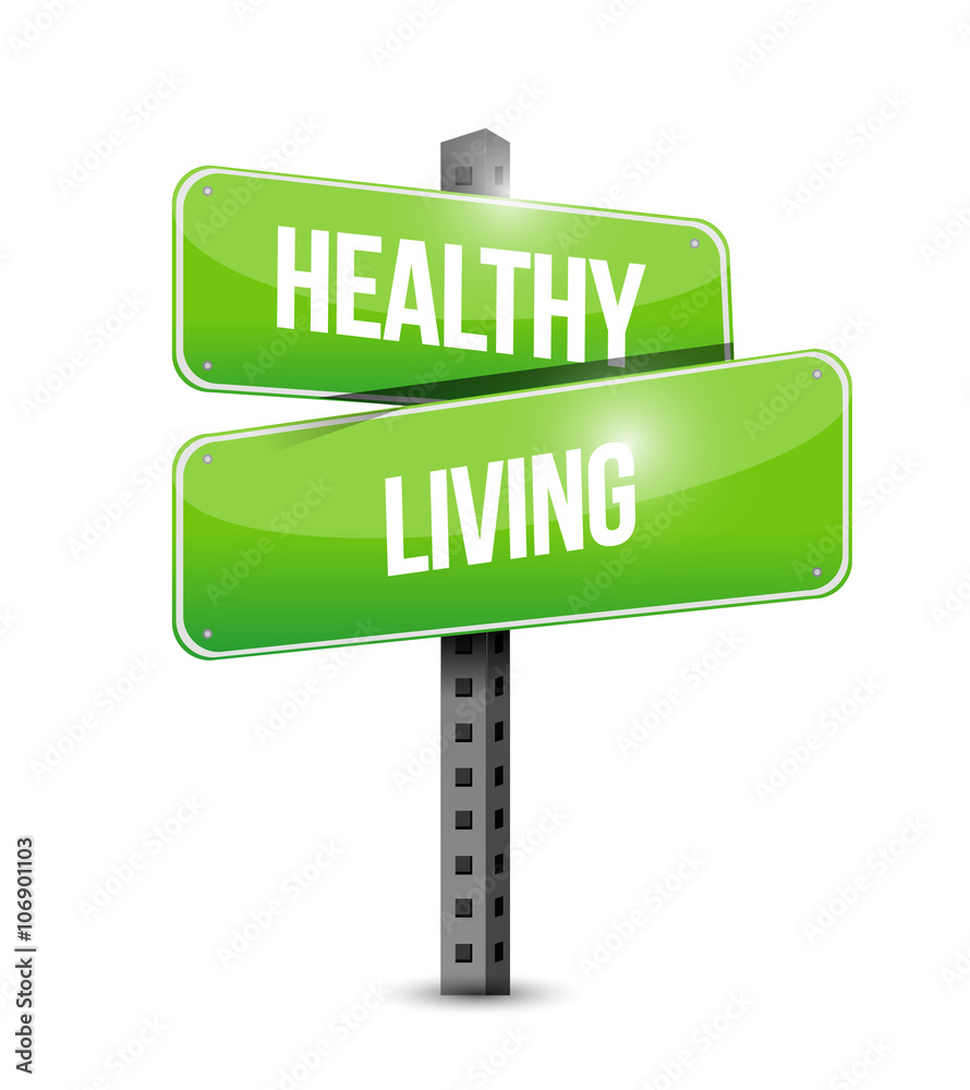 healthy living street sign concept ilustración de Stock | Adobe Stock
