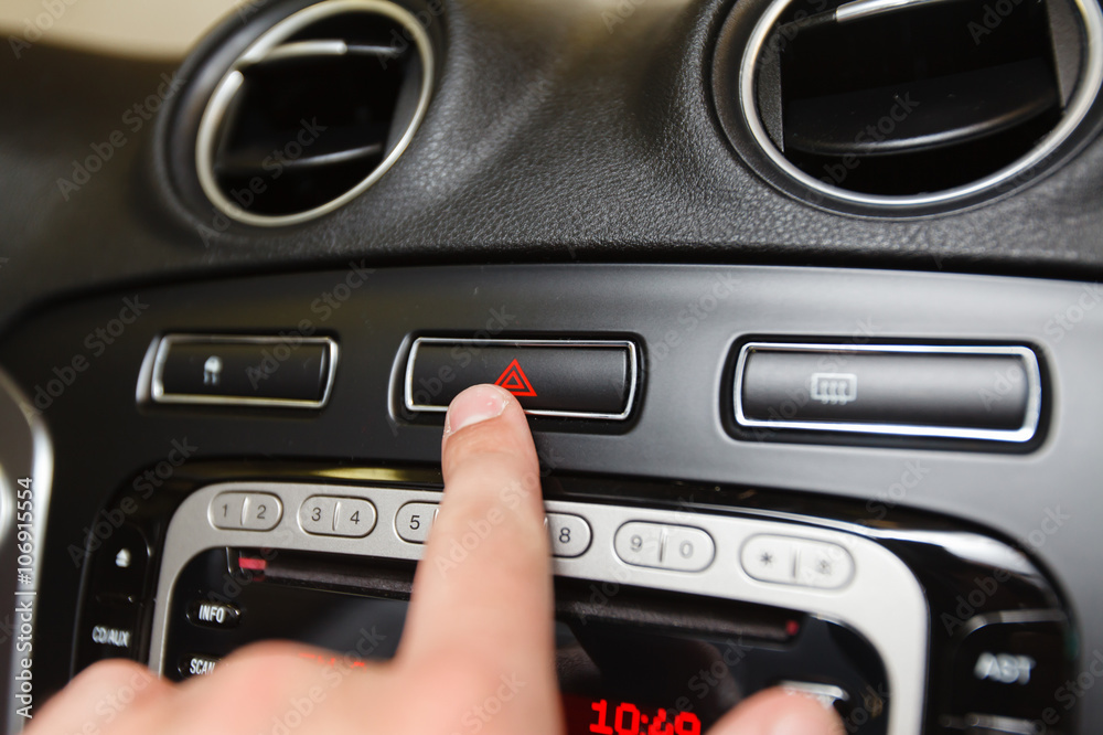 emergency button on car dashboard Stock Photo | Adobe Stock