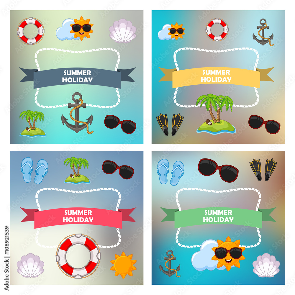 build a summer theme with background sticker Stock Vector | Adobe Stock