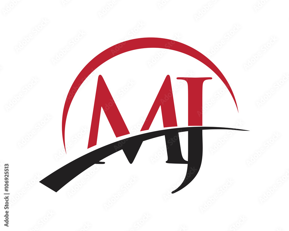 MJ red letter logo swoosh Stock 벡터 | Adobe Stock