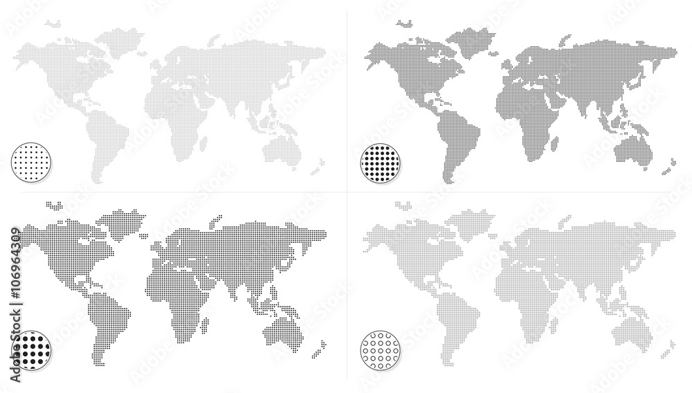 Set of dotted world maps Stock Vector | Adobe Stock