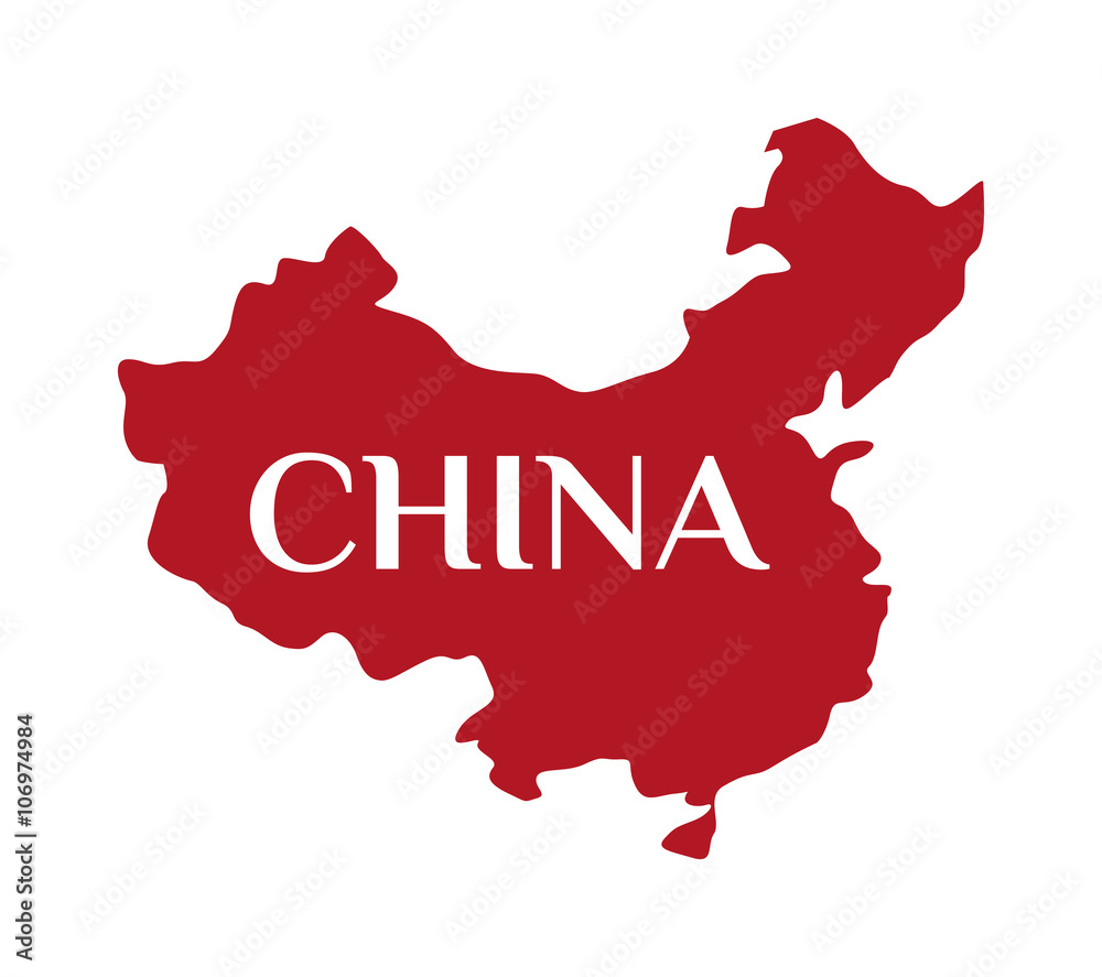 High detailed red vector China map. Stock Vector | Adobe Stock