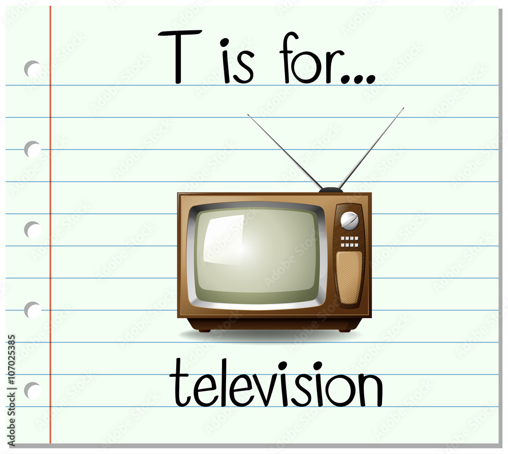 Flashcard letter T is for television Stock Vector | Adobe Stock