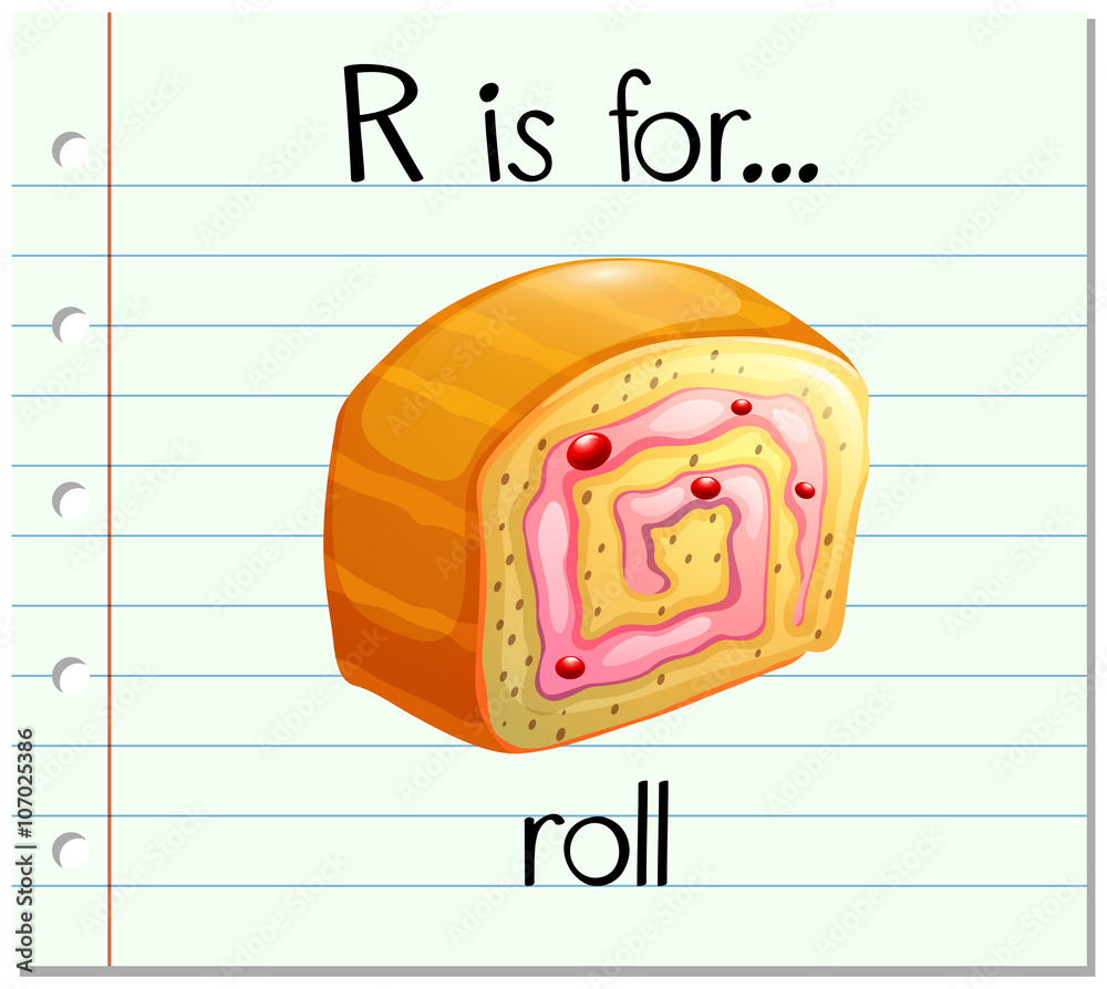 Flashcard letter R is for roll Stock Vector | Adobe Stock