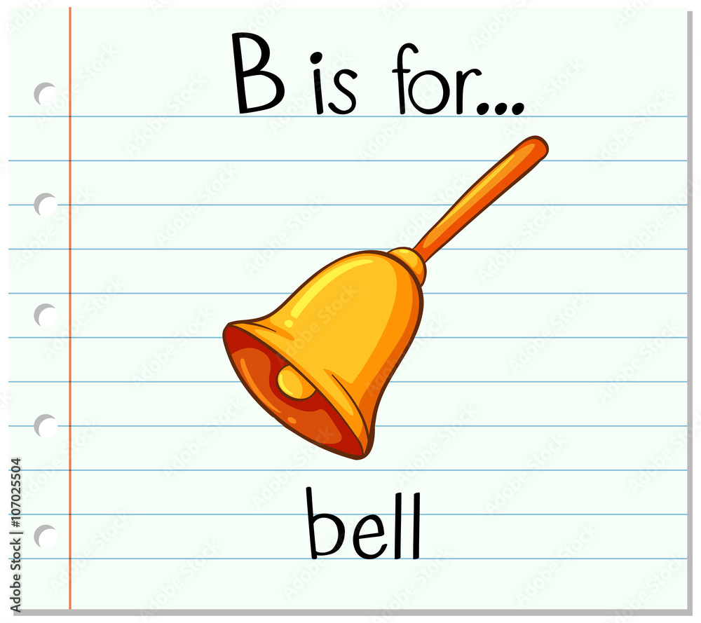 Flashcard letter B is for bell Stock Vector | Adobe Stock