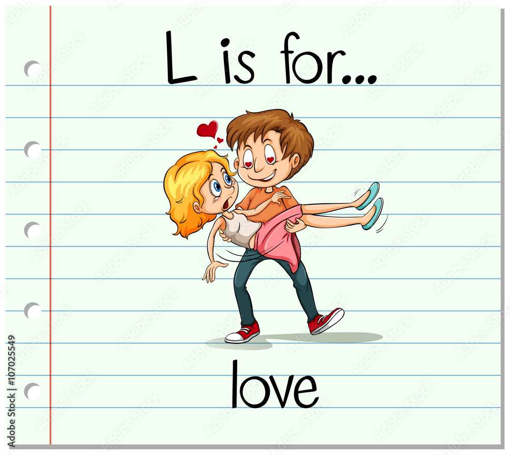 Flashcard letter L is for love Stock Vector | Adobe Stock