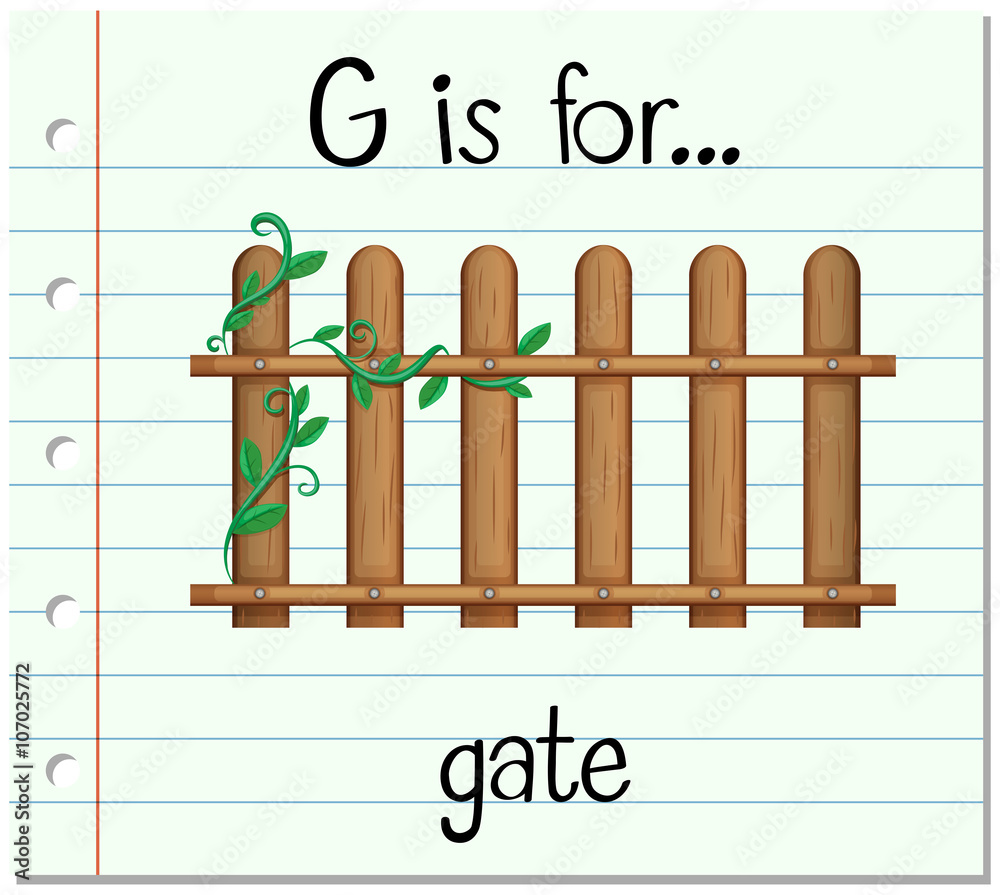 Flashcard letter G is for gate Stock Vector | Adobe Stock