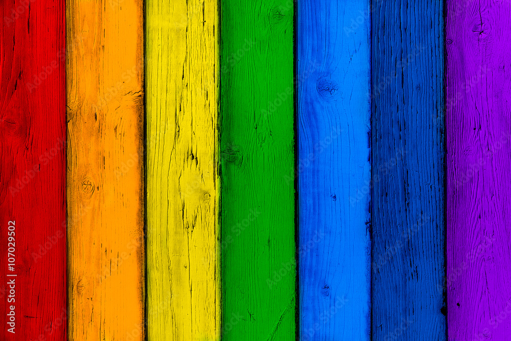 Natural wooden rainbow colored boards. Painted wooden multicolored ...