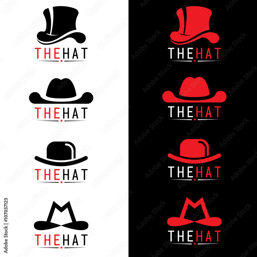 Black and red hat logo vector set design Stock-Vektorgrafik | Adobe Stock